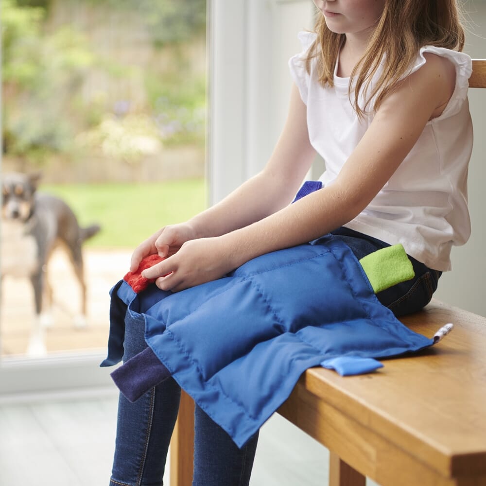 Shop Wipe Clean Weighted Fidget Lap Pad With Sensory Tags | Sensory Direct